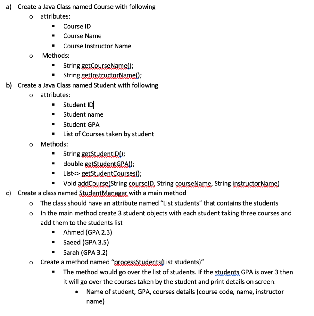 Solved Create a Java Class named Course with | Chegg.com