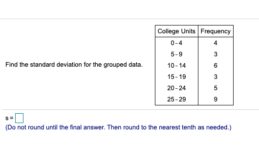 Solved Find The Standard Deviation For The Grouped Data Chegg