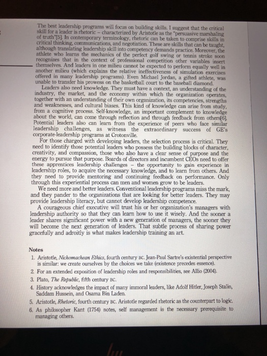 Solved INFORMED VIEWPOINT ARTICLE Leadership development: | Chegg.com