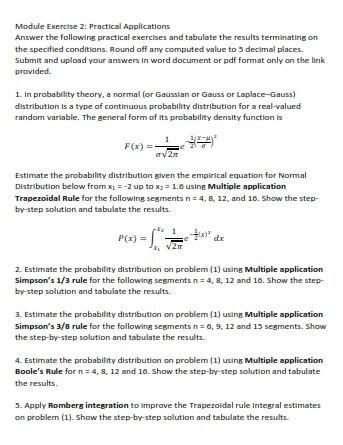 Solved Module Exercise 2: Practical Applications Answer the | Chegg.com