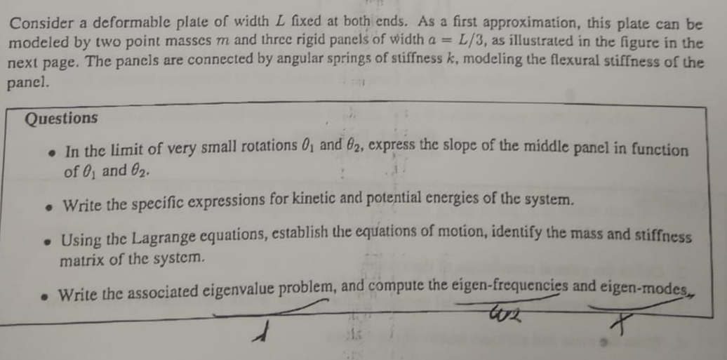 Solved k k k k m m 02 X a a a L Consider a deformable | Chegg.com