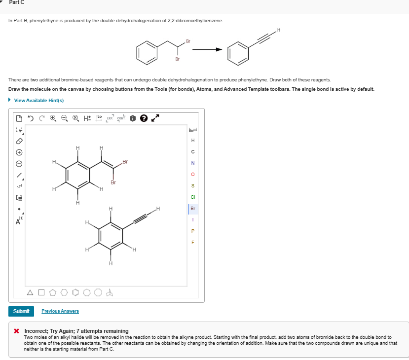 Solved In Part B, ﻿phenylethyne is produced by the double | Chegg.com