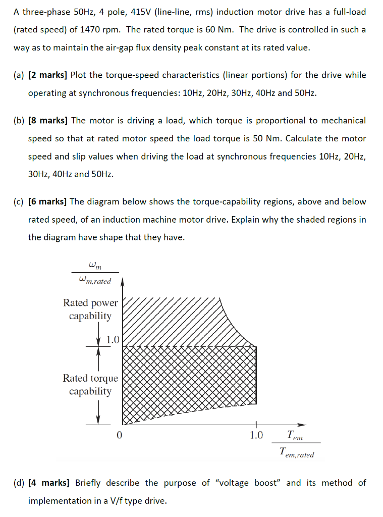 A three-phase 50Hz, 4 pole, 415V (line-line, rms) | Chegg.com