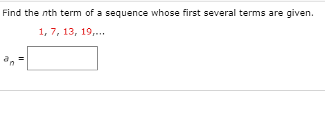Solved Find the nth term of a sequence whose first several | Chegg.com