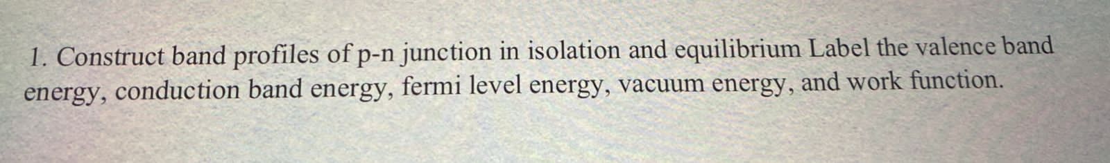 Solved 1. Construct band profiles of p−n junction in | Chegg.com