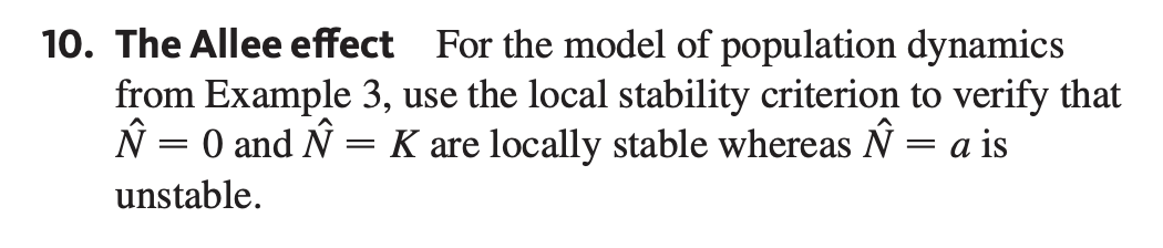 Solved The Allee effect For the model of population | Chegg.com