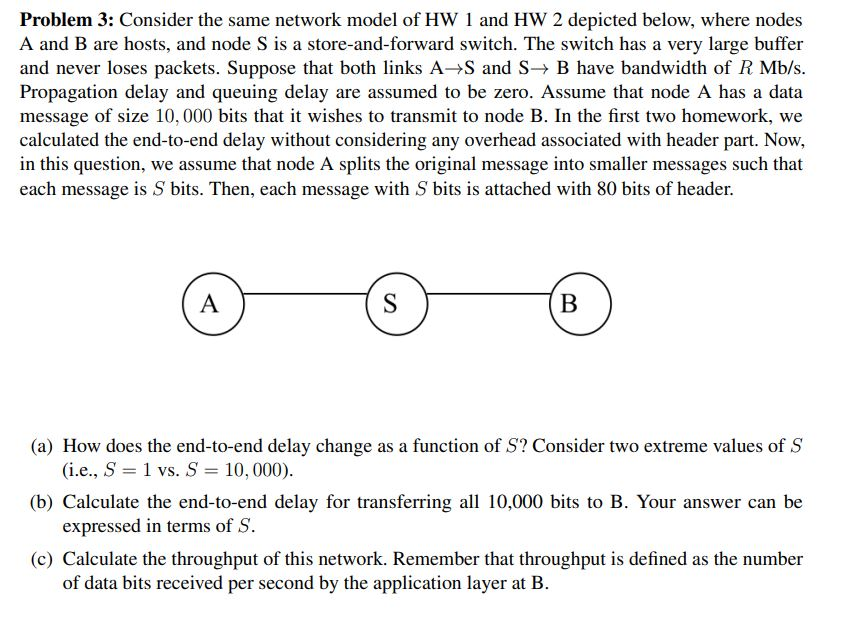 Solved Problem 3: Consider the same network model of HW 1 | Chegg.com