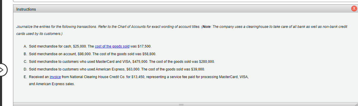 Solved cards used by its customers.) A. Sold merchandise for | Chegg.com