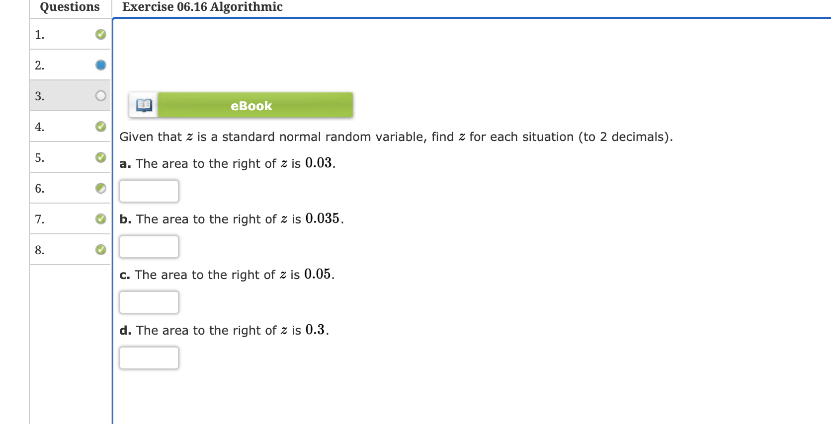 Solved Questions Exercise 06.16 Algorithmic 1. 2. 3. eBook | Chegg.com