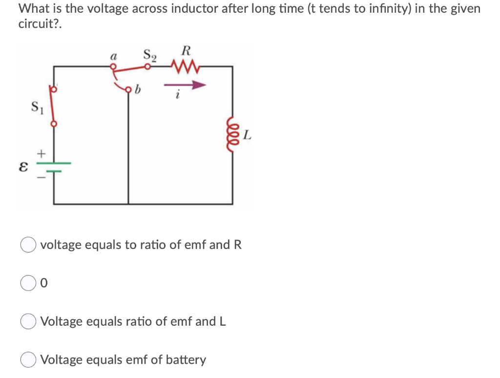Solved What is the voltage across inductor after long time | Chegg.com