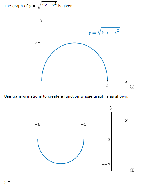 Solved The graph of y=5x−x2 is given. Use transformations to | Chegg.com