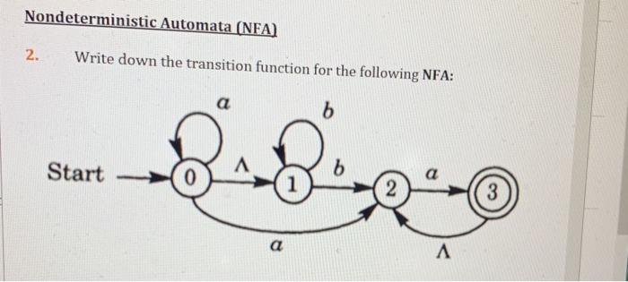 Solved Nondeterministic Automata (NFA) 2. Write down the | Chegg.com