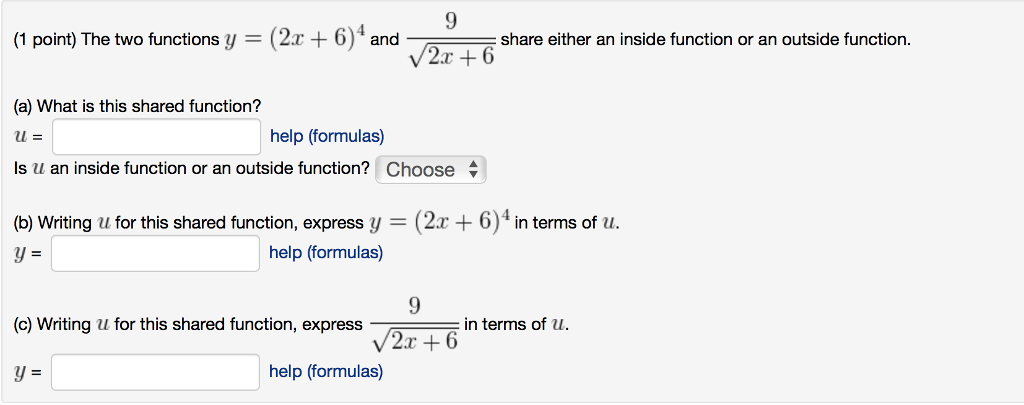 Solved (1 point) The two functions y ( 2x + share either an | Chegg.com