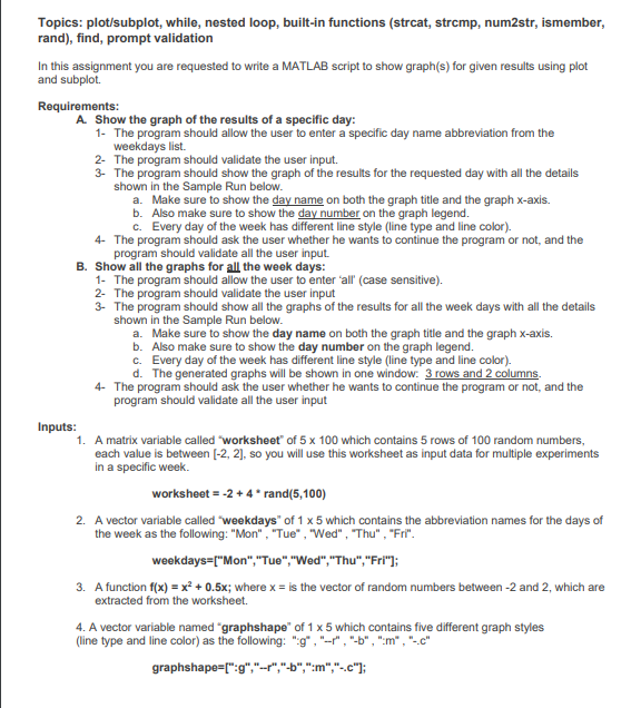 Topics: plot/subplot, while, nested loop, built-in | Chegg.com