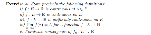 Solved Exercise 4. State precisely the following | Chegg.com