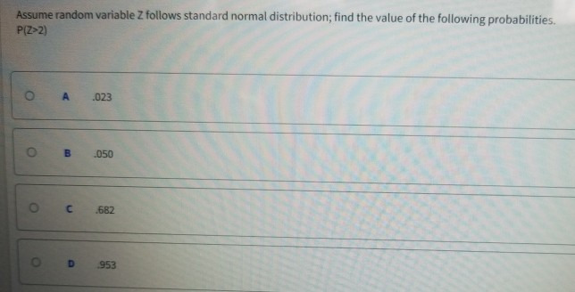 Solved Assume random variable Z follows standard normal | Chegg.com