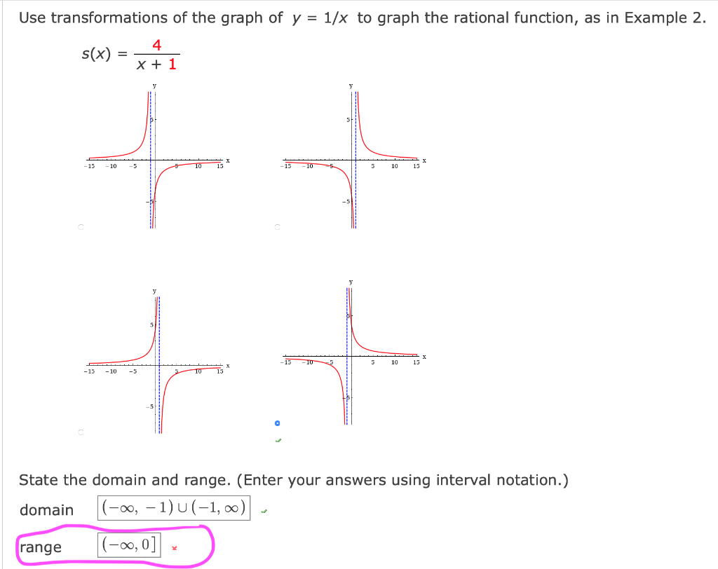 Solved Use transformations of the graph of y=1/x to graph | Chegg.com