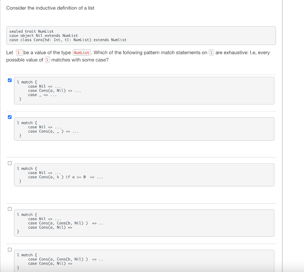 Solved Consider the inductive definition of a list sealed | Chegg.com