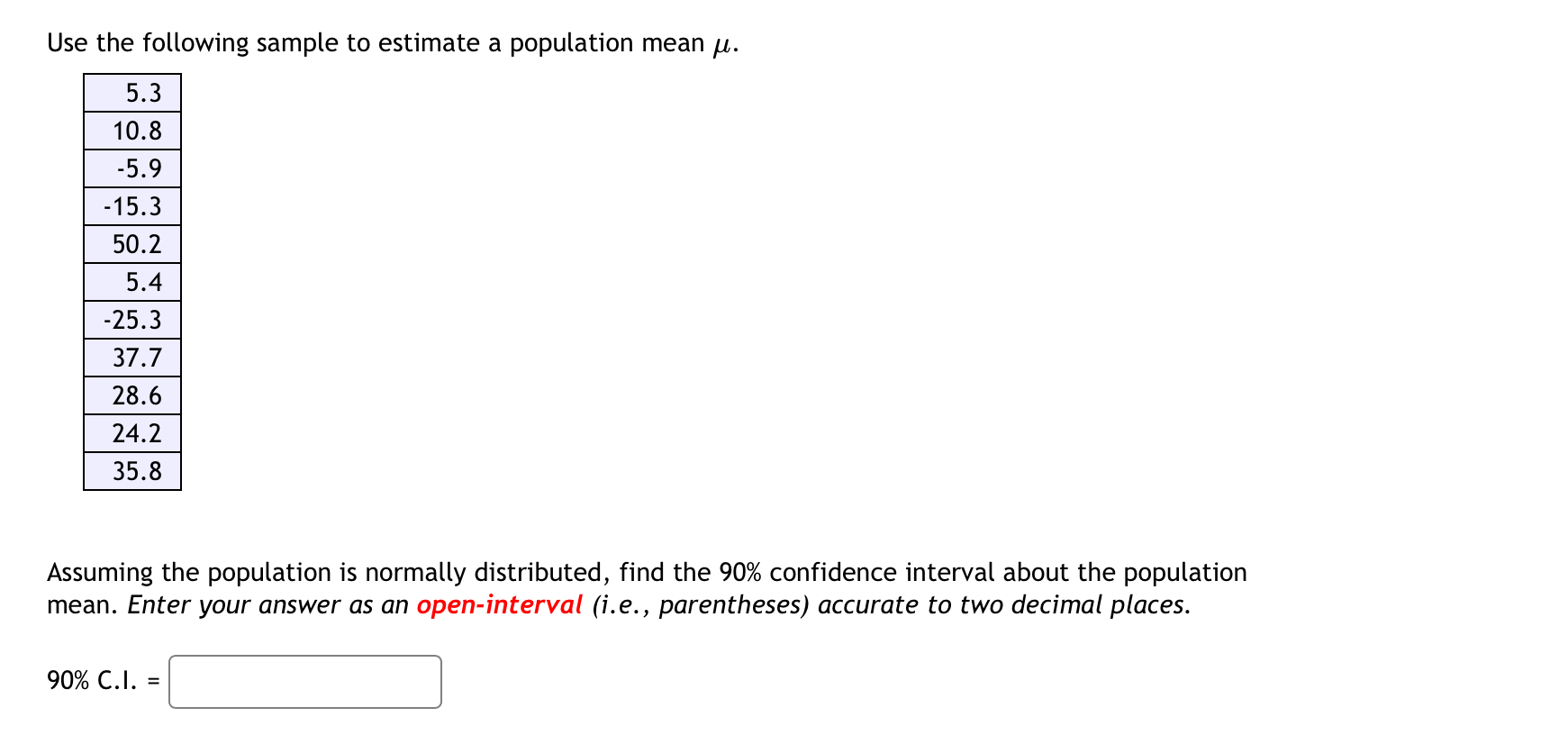 Solved 1.Use the following sample to estimate a population | Chegg.com