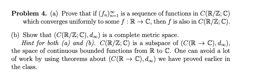 Solved Problem 4 A Prove That If Fnn1∞ Is A Sequence 