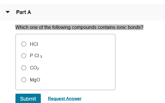 Solved Part A Which one of the following compounds contains | Chegg.com