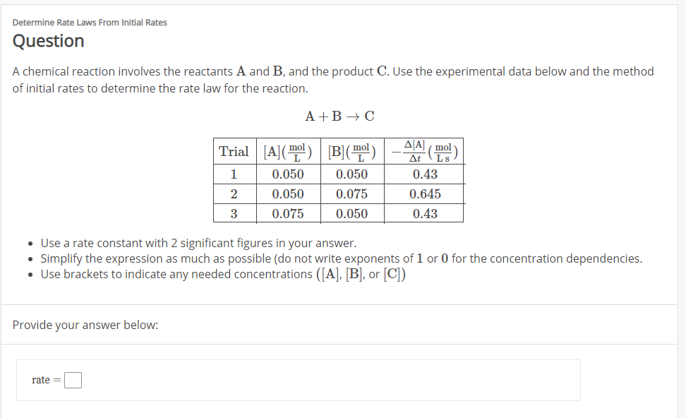 Solved Determine Rate Laws From Initial Rates Question A | Chegg.com