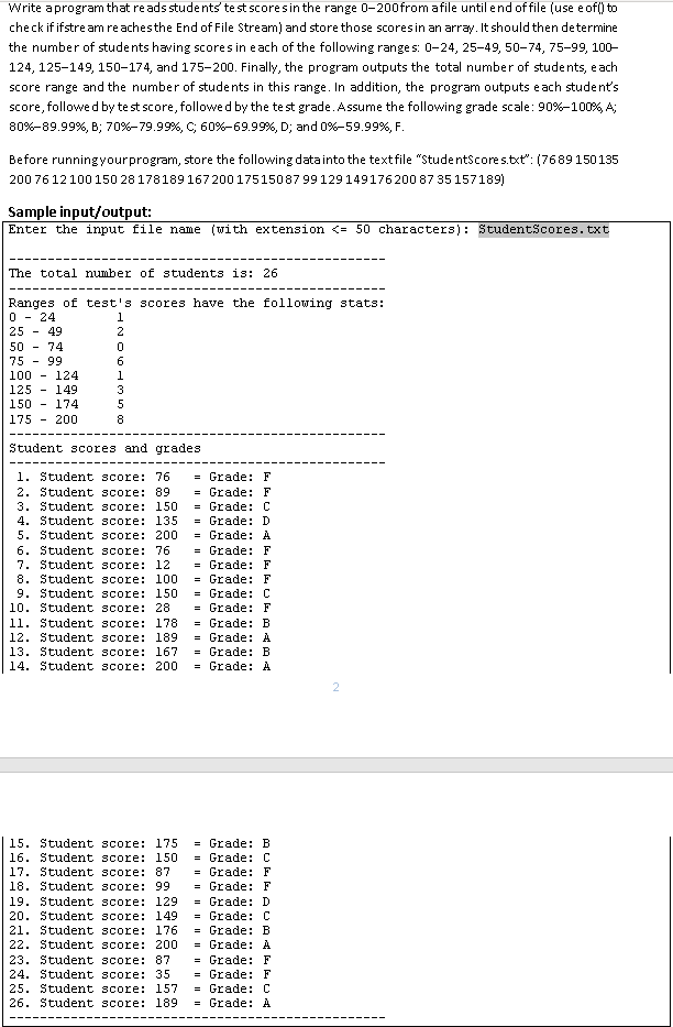 Solved Write a program that reads students test scores in | Chegg.com