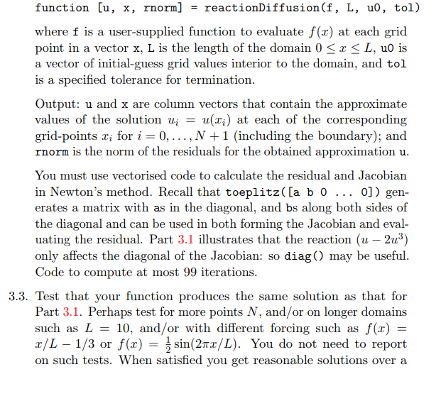 Solve reaction-diffusion equations via Newton | Chegg.com