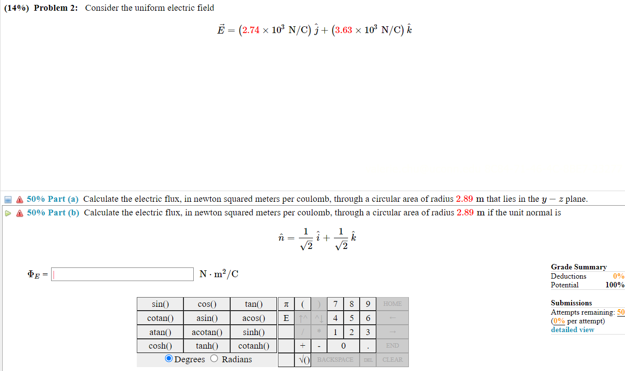 Solved (14\%) Problem 2: Consider the uniform electric field | Chegg.com