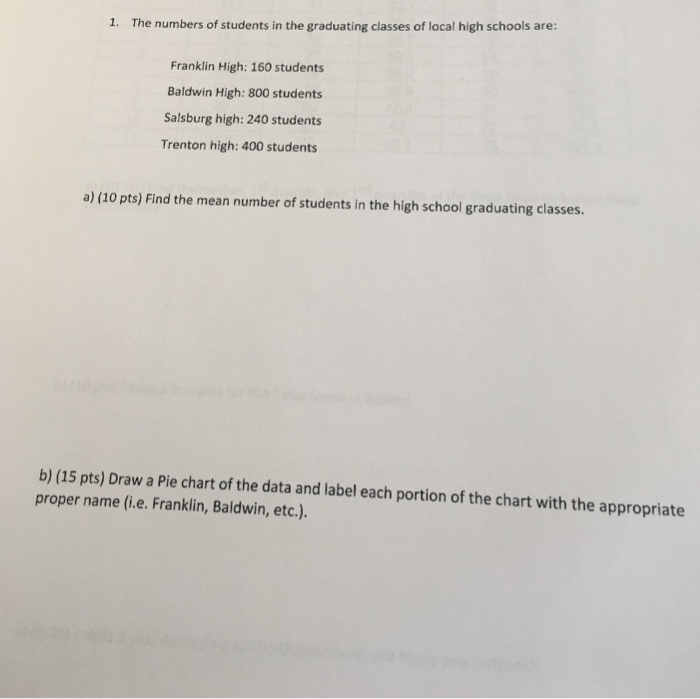 Solved 1. The numbers of students in the graduating classes | Chegg.com