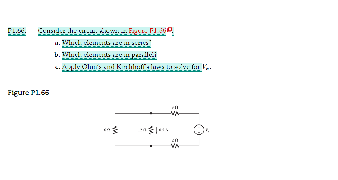 Solved P1.66. ﻿Consider the circuit shown in Figure P1.66a. | Chegg.com
