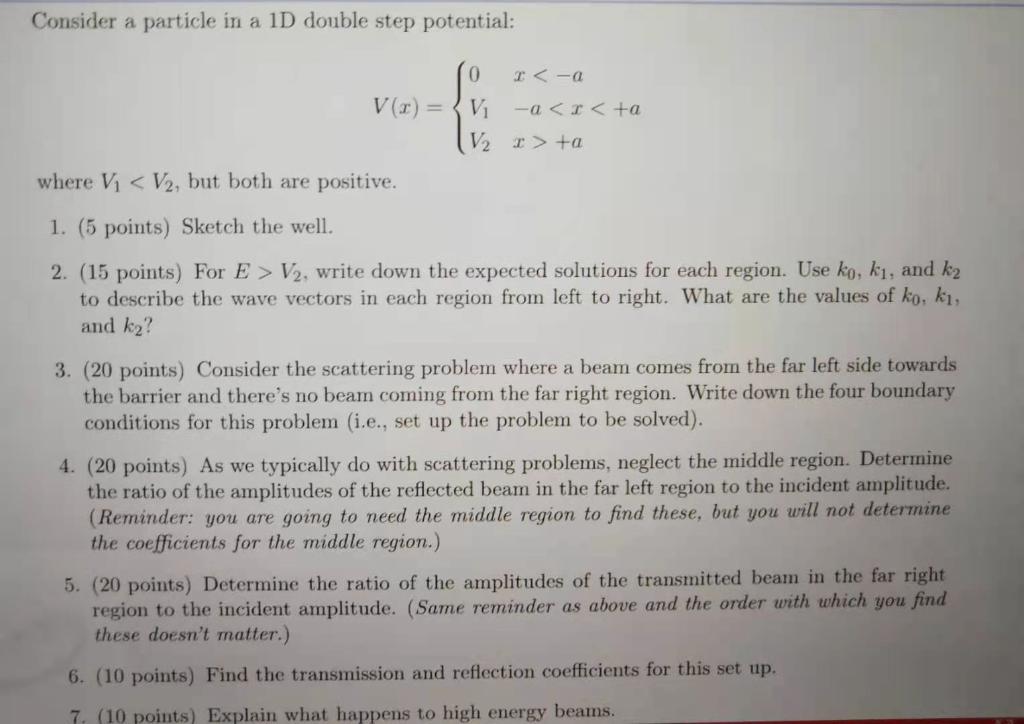 Solved Consider a particle in a 1D double step potential: | Chegg.com