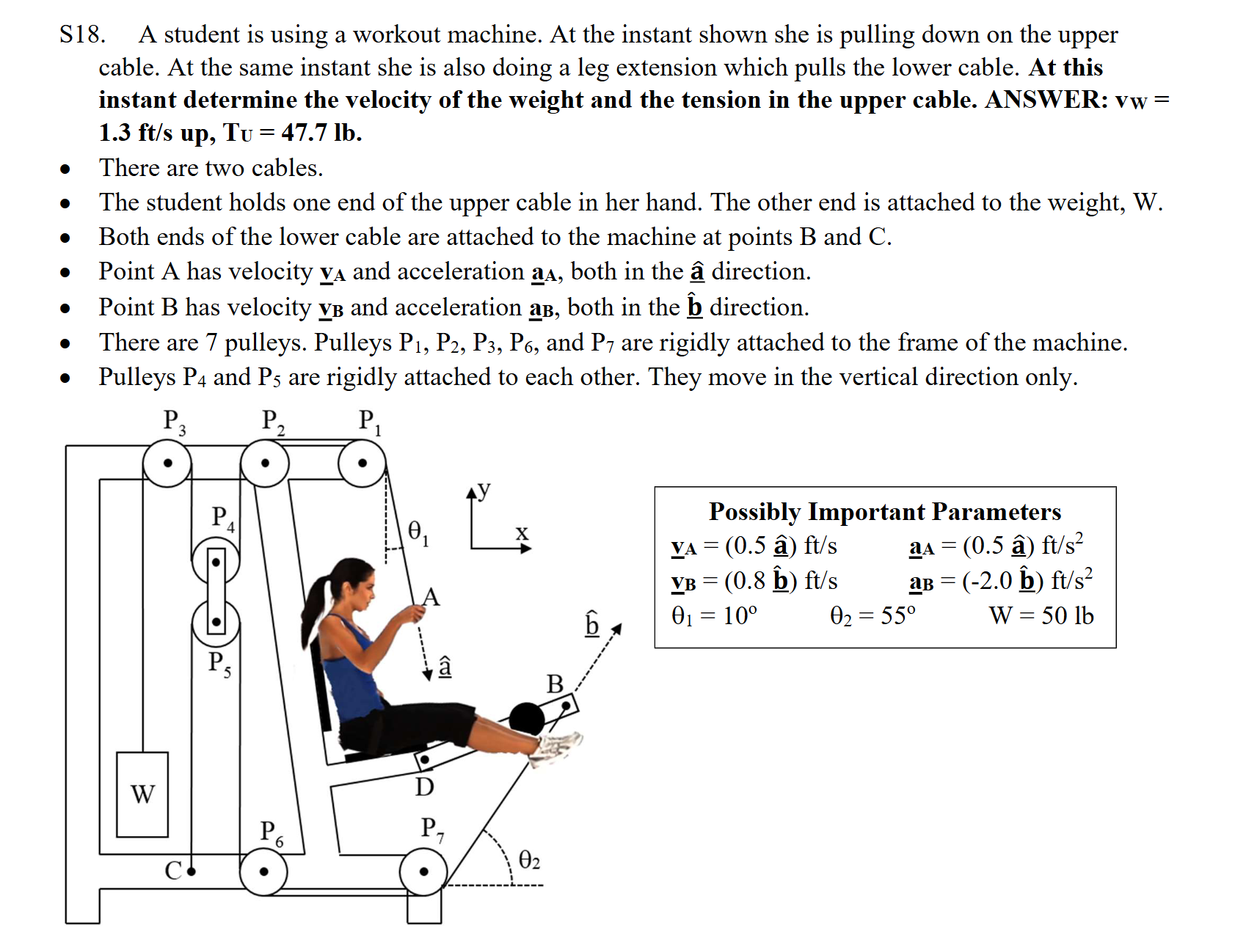 Solved S18. ﻿A student is ﻿using a workout machine. At ﻿the | Chegg.com