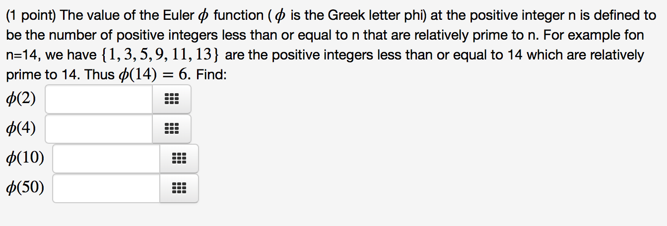 Solved 1 Point The Value Of The Euler O Function Is The 0230