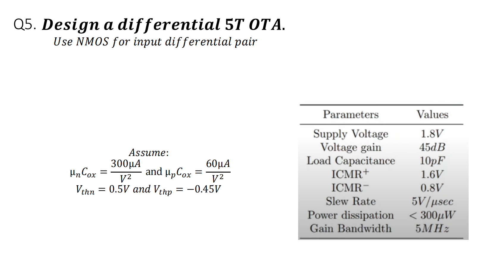 𝑫𝒆𝒔𝒊𝒈𝒏 𝒂 𝒅𝒊𝒇𝒇𝒆𝒓𝒆𝒏𝒕𝒊𝒂𝒍 𝟓𝑻 | Chegg.com