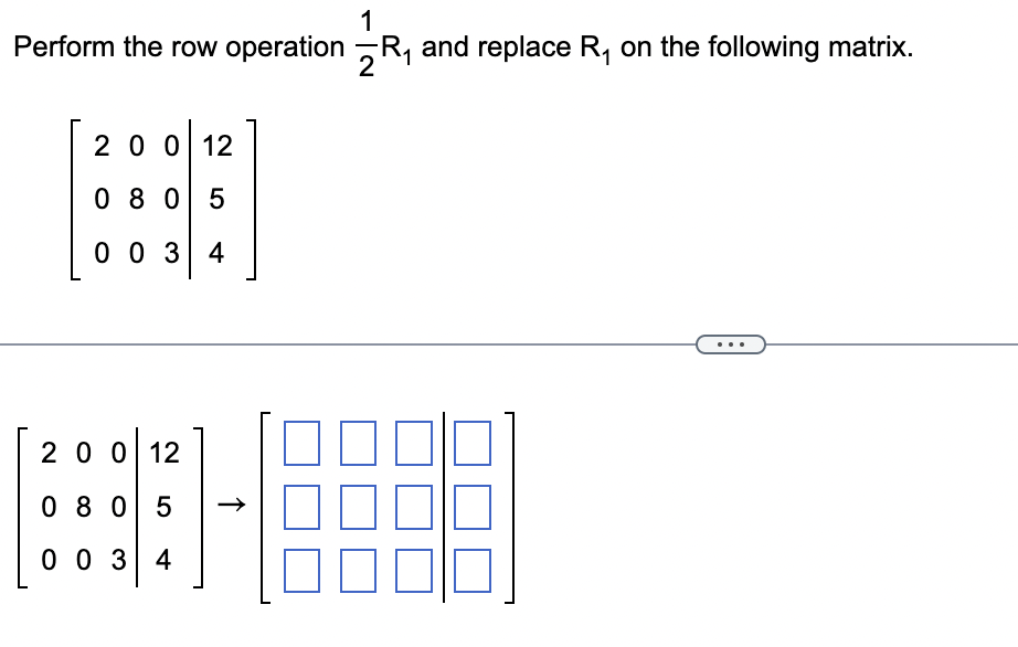 Solved Perform the row operation 21R1 and replace R1 on the | Chegg.com