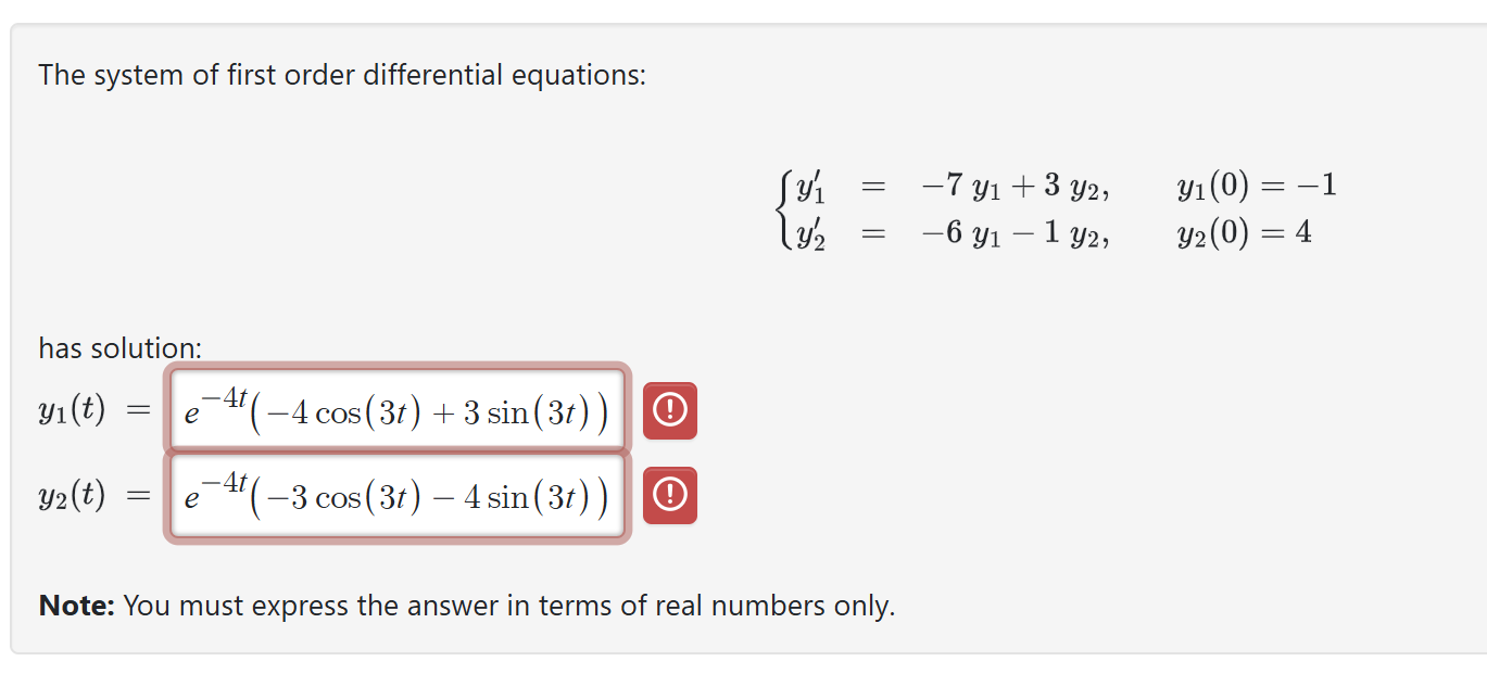 Solved The system of ﻿first order differential | Chegg.com