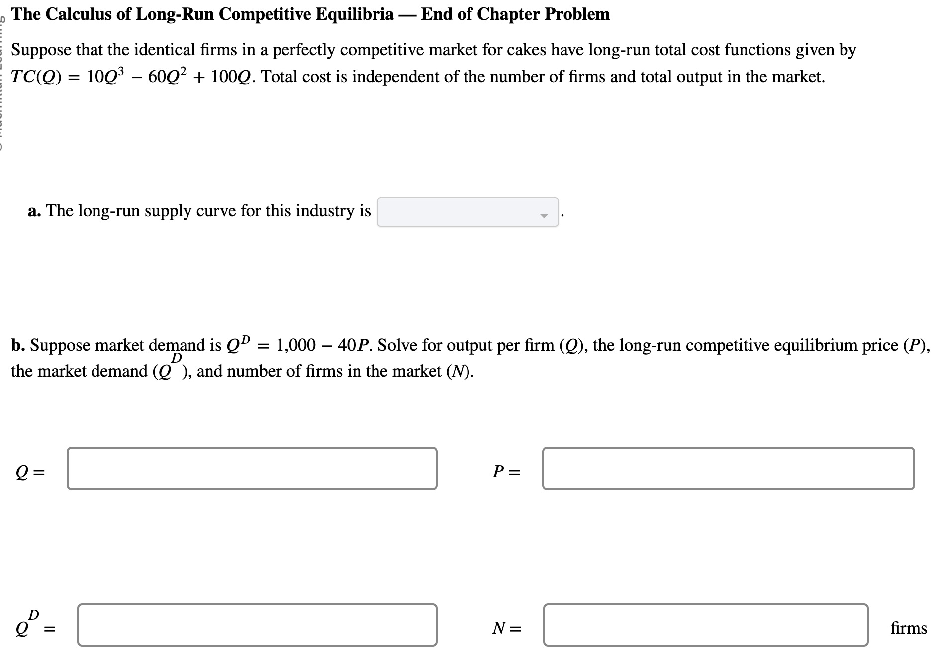 Solved The Calculus of Long-Run Competitive Equilibria - End | Chegg.com