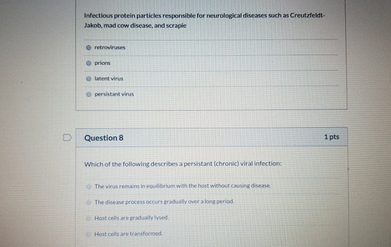 Solved Infectious protein particles responsible for | Chegg.com