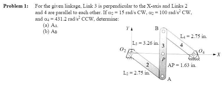 Solved Problem 1: For the given linkage, Link 3 is | Chegg.com