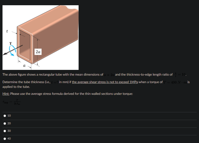 Solved 2a The above figure shows a rectangular tube with the | Chegg.com