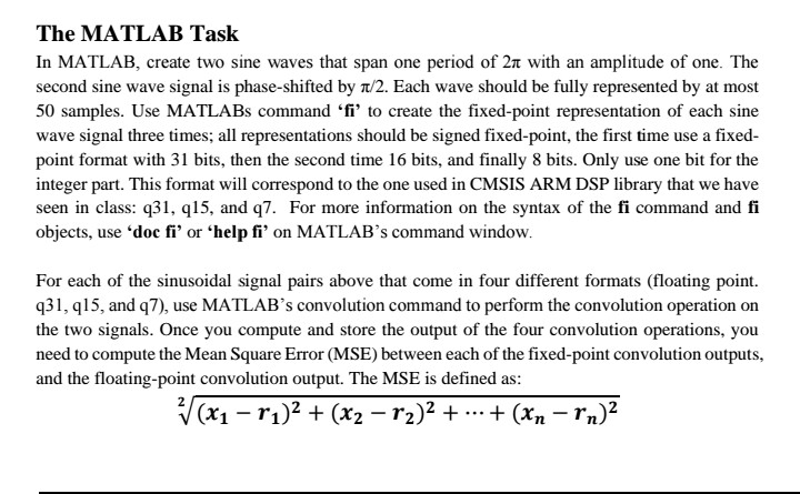 The MATLAB Task In MATLAB, create two sine waves that | Chegg.com