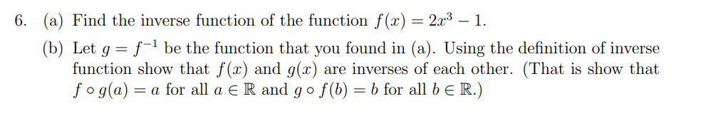 Solved (a) Find the inverse function of the function | Chegg.com