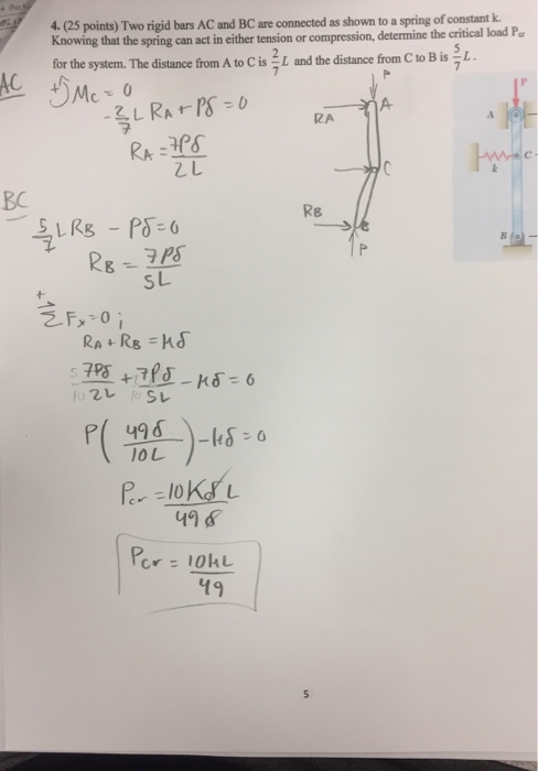 Solved Two rigid bars AC and BC are connected as shown to a | Chegg.com