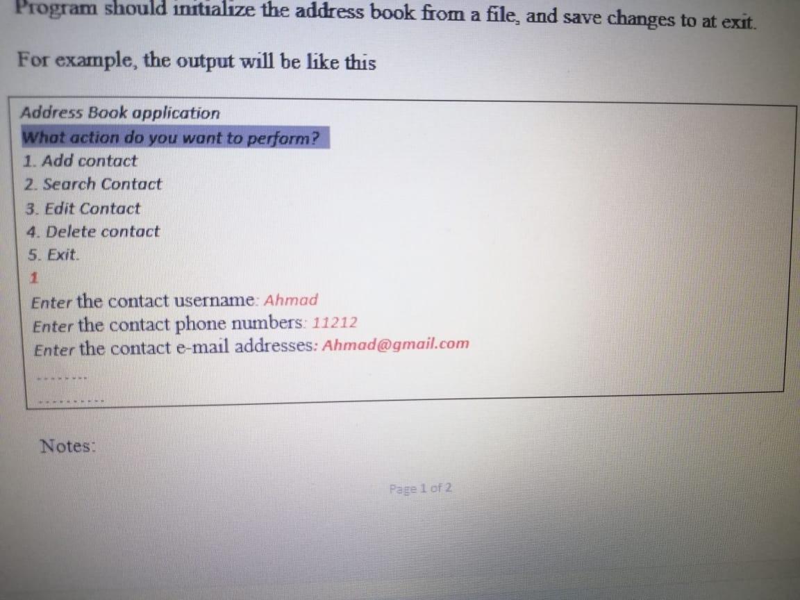 Q1: Write a program that will implement Address Book | Chegg.com