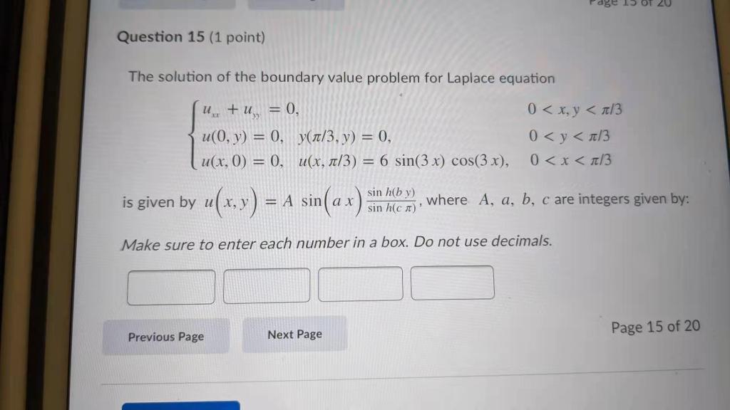 Solved Question 15 (1 point) The solution of the boundary | Chegg.com