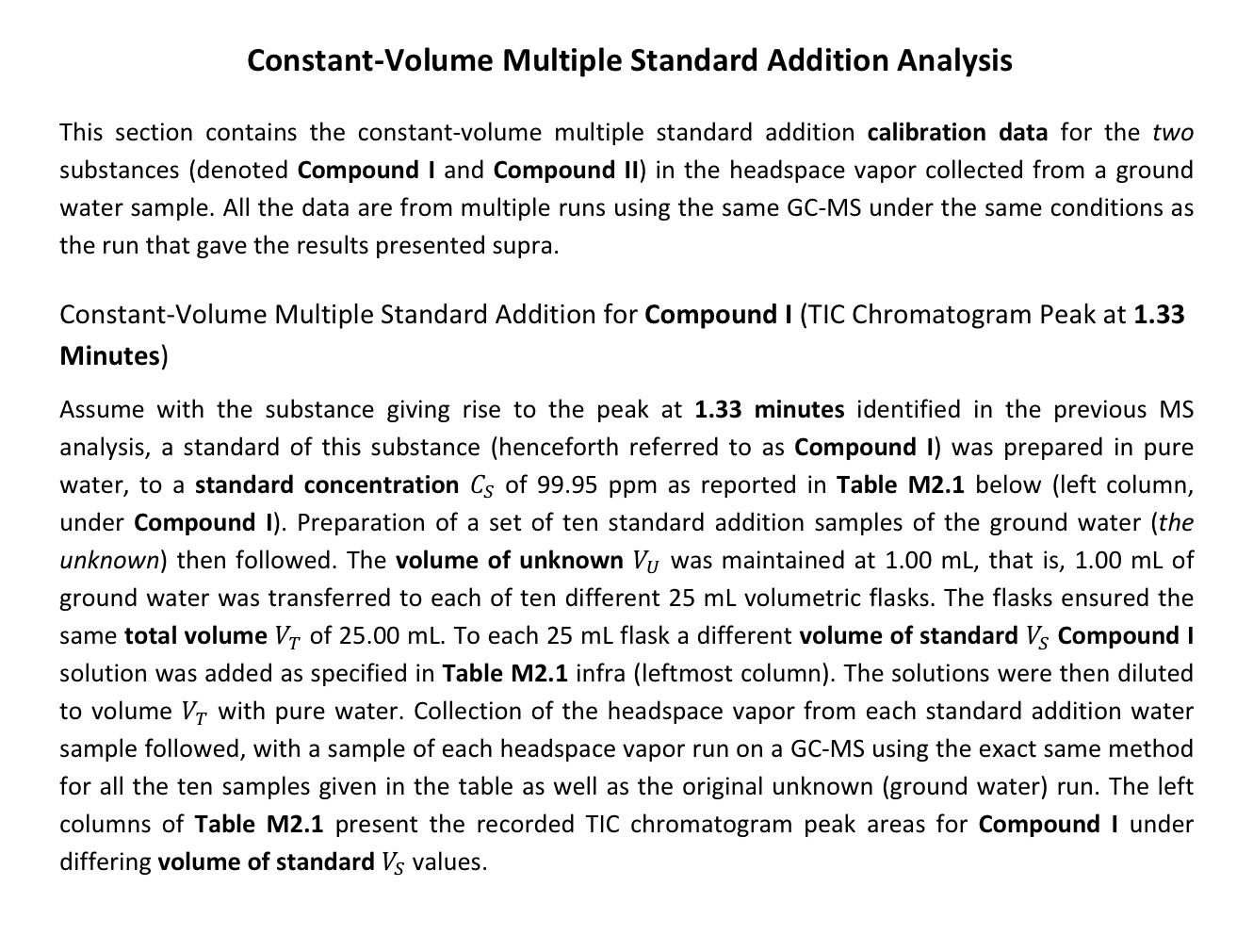 Constant-Volume Multiple Standard Addition Analysis | Chegg.com