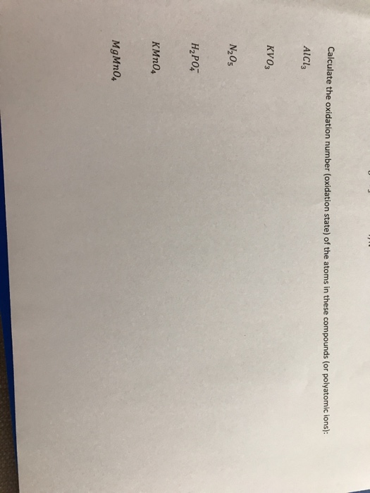 Solved Calculate the oxidation number (oxidation state) of | Chegg.com