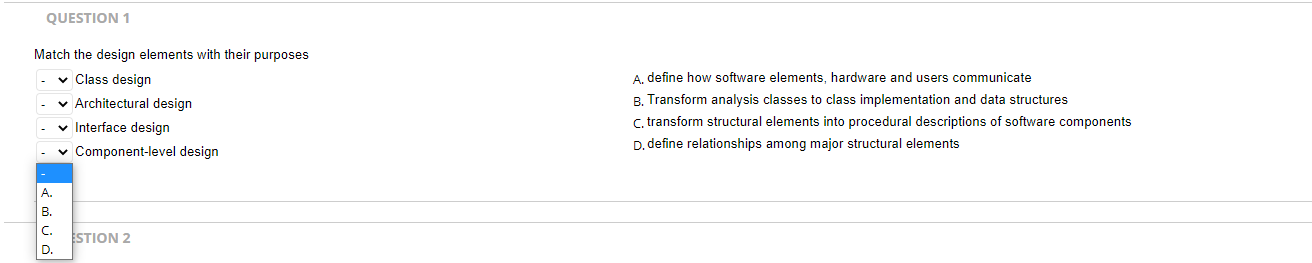 Solved QUESTION 1 Match the design elements with their | Chegg.com