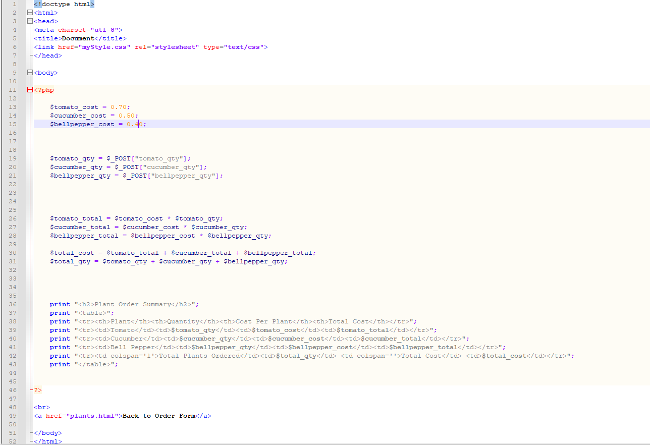 Solved Modify the php to give a 10% discount when ordering | Chegg.com